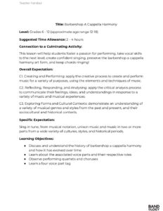 Barbershop A Cappella Harmony Lesson Plan | Bandology